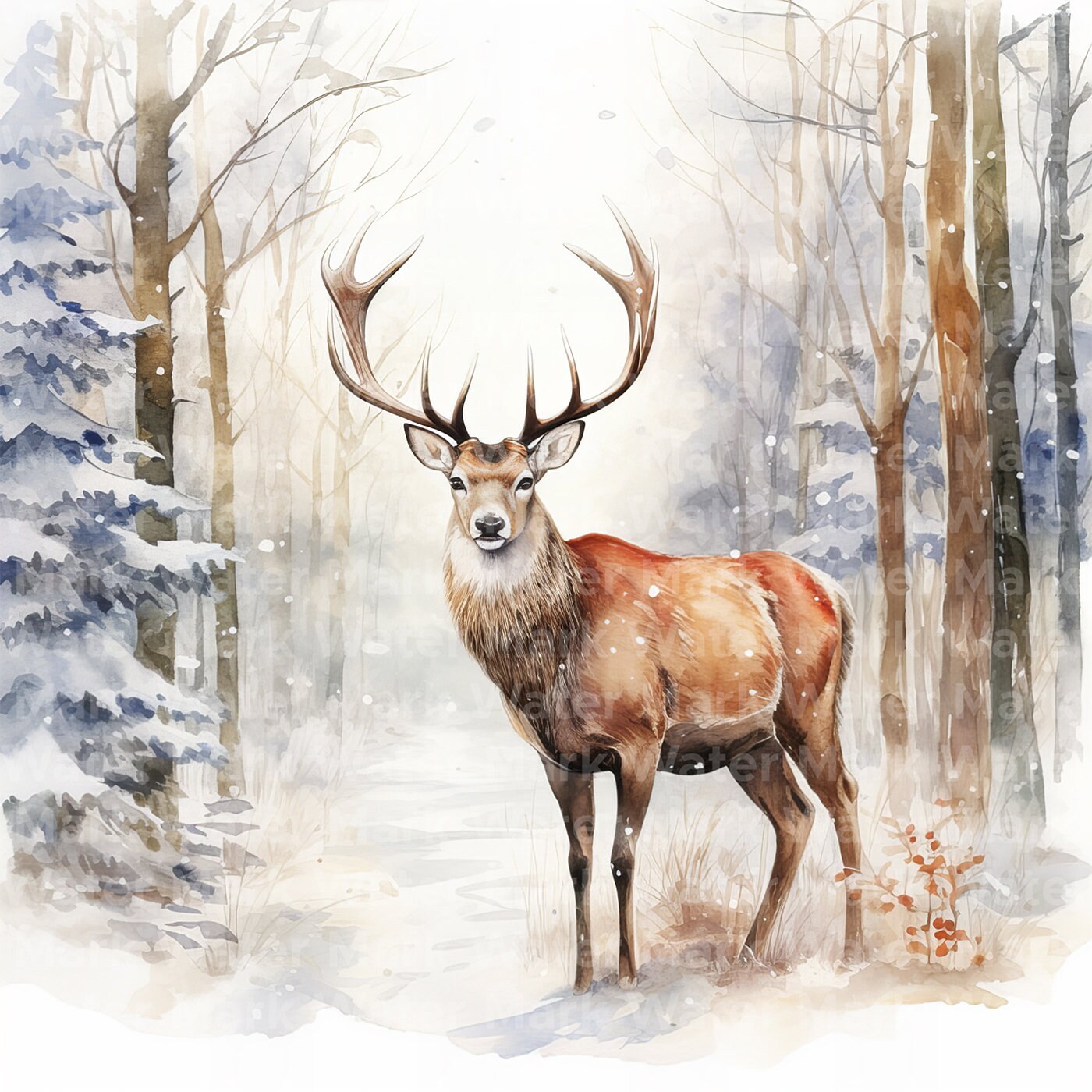 Christmas Reindeer Clipart, 12 Jpg, Watercolor Clipart, Card Making ...