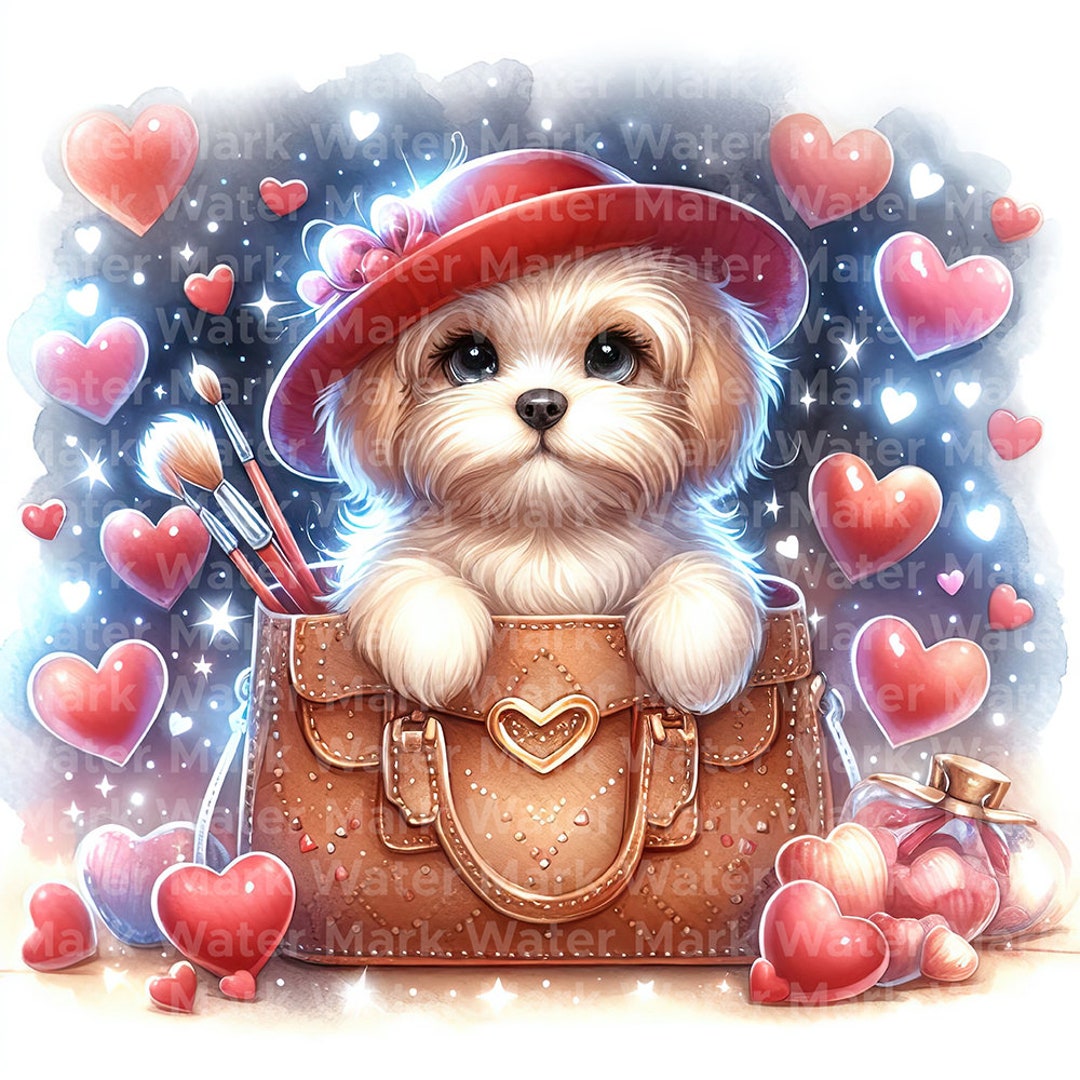 Valentine's Day Dog Clipart, 12 JPG, Digital Download, Dog With Heart ...