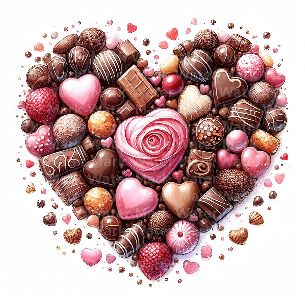 Valentine's Day Heart Clipart, 12 JPG, Digital Download, Chocolate ...
