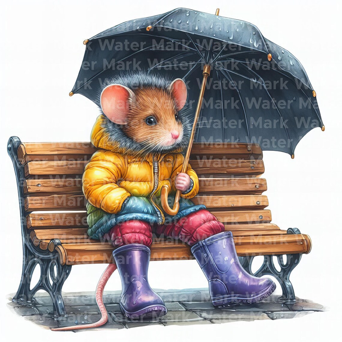 Autumn Mouse Clipart, 11 JPG, Watercolor Mouse Clipart, Digital Paper ...