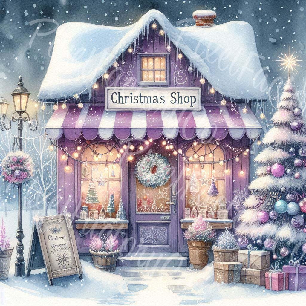 Christmas Shop Clipart Winter Holiday Store Digital Download for ...