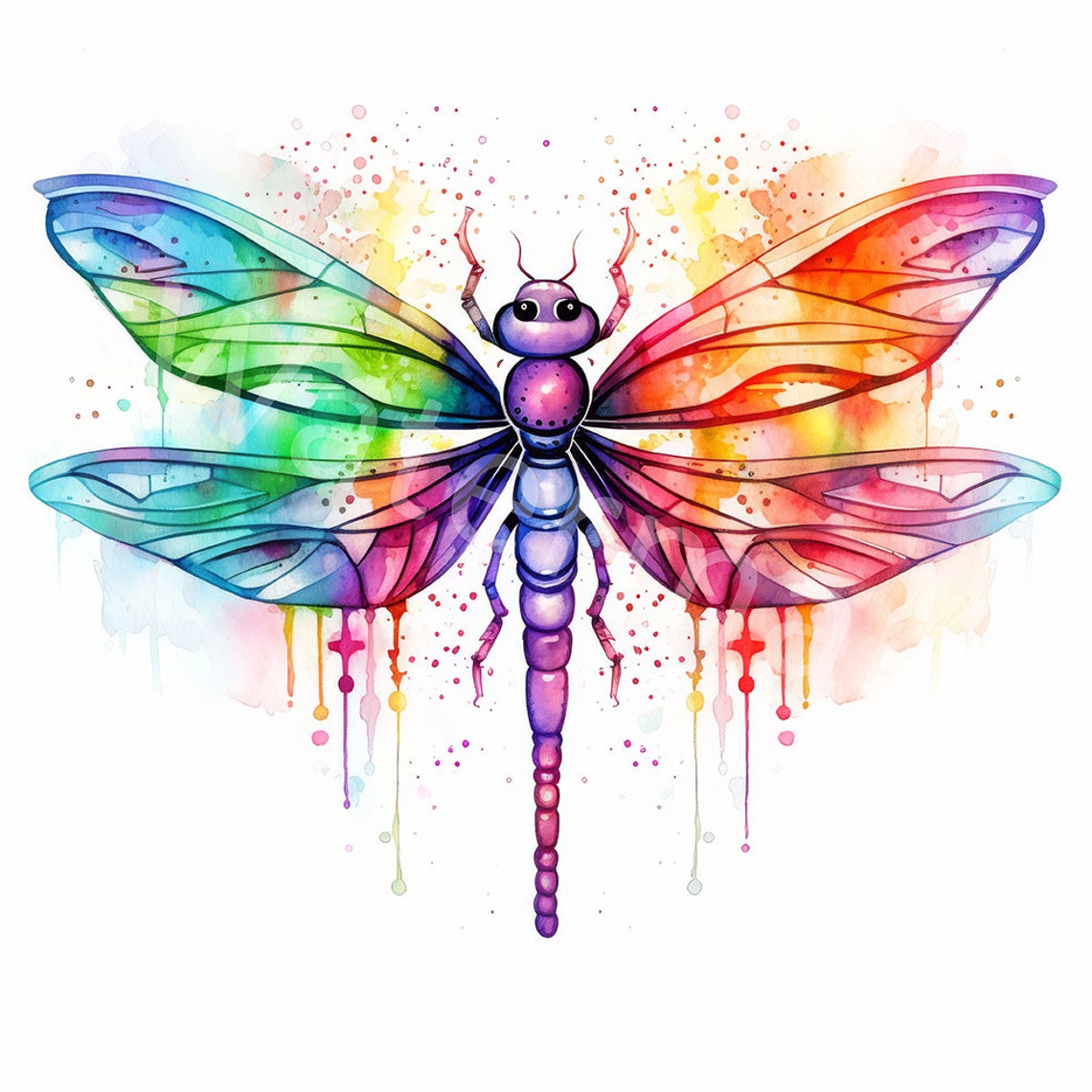 Magic Dragonfly Clipart, 12 Jpg, Digital Download, Watercolor, Digital ...