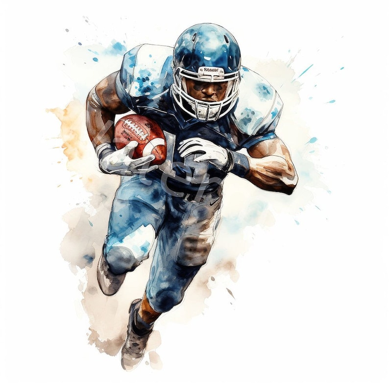 Watercolor American Football Clipart: Sports Illustrations (digital ...
