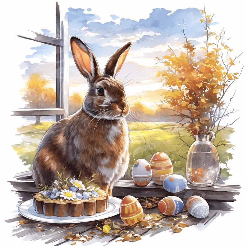 Watercolor Easter Bunny Clipart: Eggs, Ornaments (digital Download) - Etsy