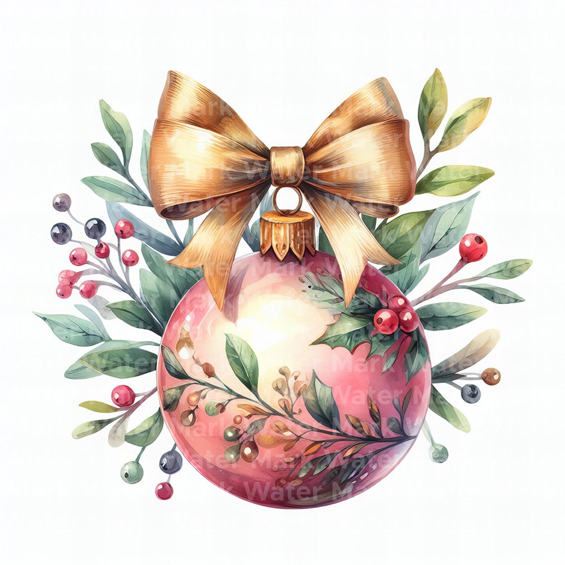 Christmas Tree Baubles Clipart, 12 JPG, Watercolor Clipart, Card Making ...