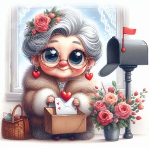 Valentine's Day Old Lady Clipart 12JPG Grandma in Love Valentine's Day ...