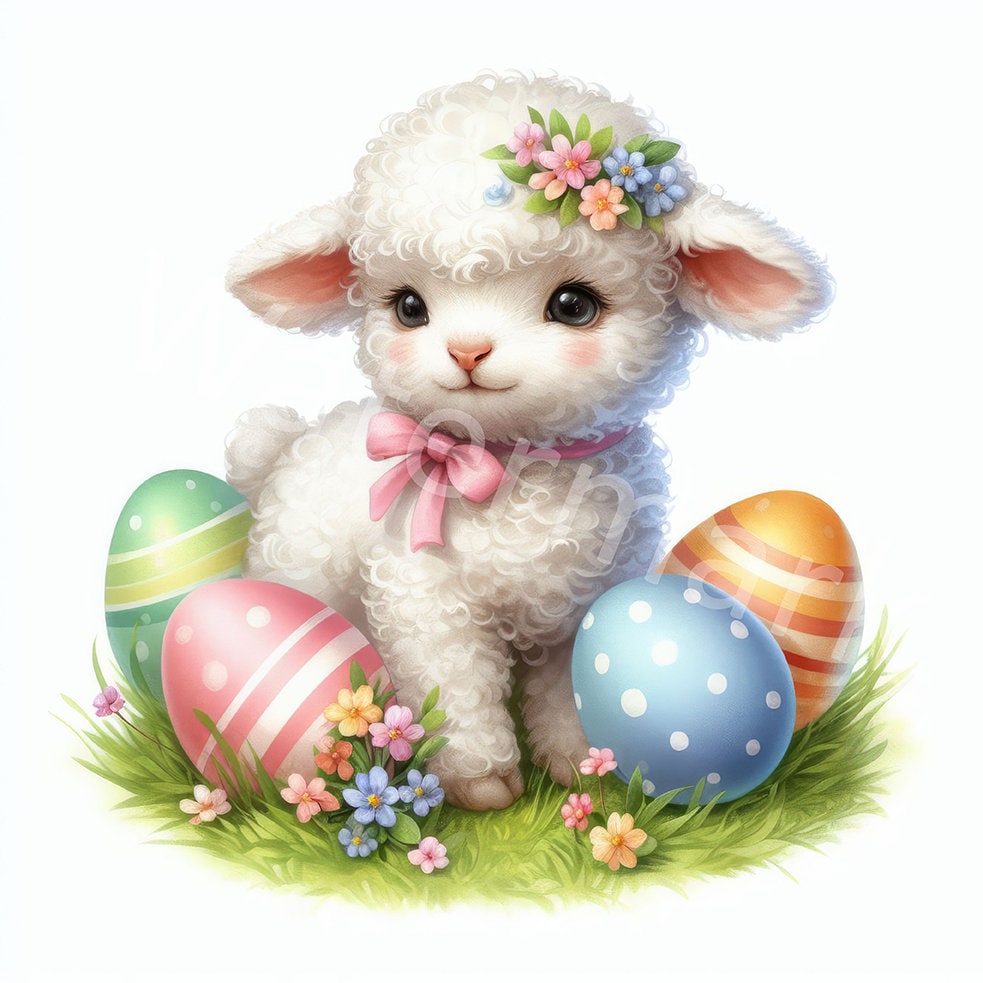 Easter Lamb Clipart, 11 Jpg, Digital Download, Easter Animals, Digital ...