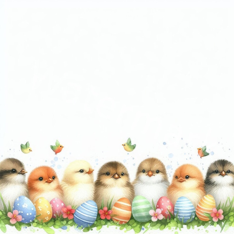 Watercolor Easter Clipart Borders: Chick & Egg Frames (digital Download ...