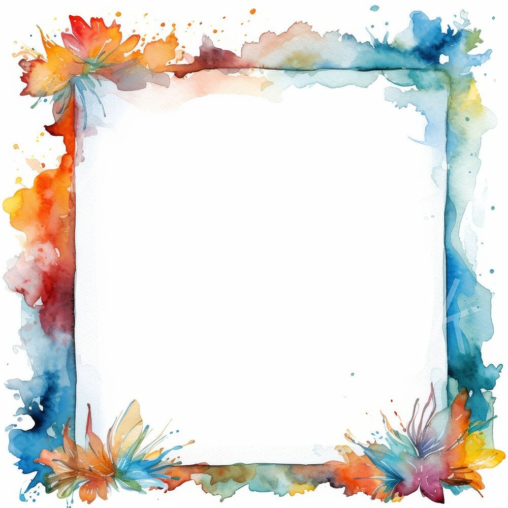 Watercolor Floral Frame Clipart, 11 JPG, Digital Download, Digital ...