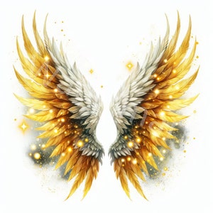 Angel Wings Watercolor Clipart, 12 Jpg, Digital Download, Wall Art ...