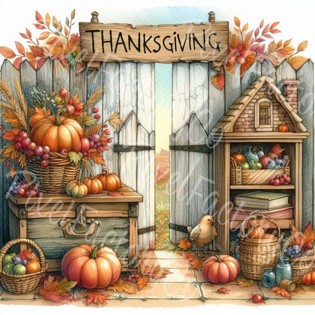 Vintage Thanksgiving Clipart Set: Rustic Harvest Pumpkins (digital ...