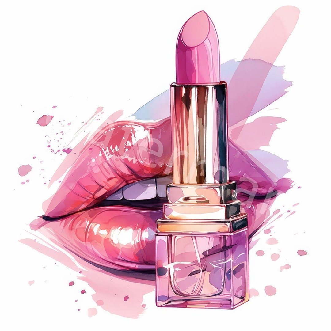 Watercolor Lipstick Clipart: Feminine Cosmetics (digital Download) - Etsy