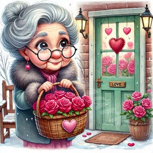 Valentine's Day Old Lady Clipart 12JPG Grandma in Love Valentine's Day ...