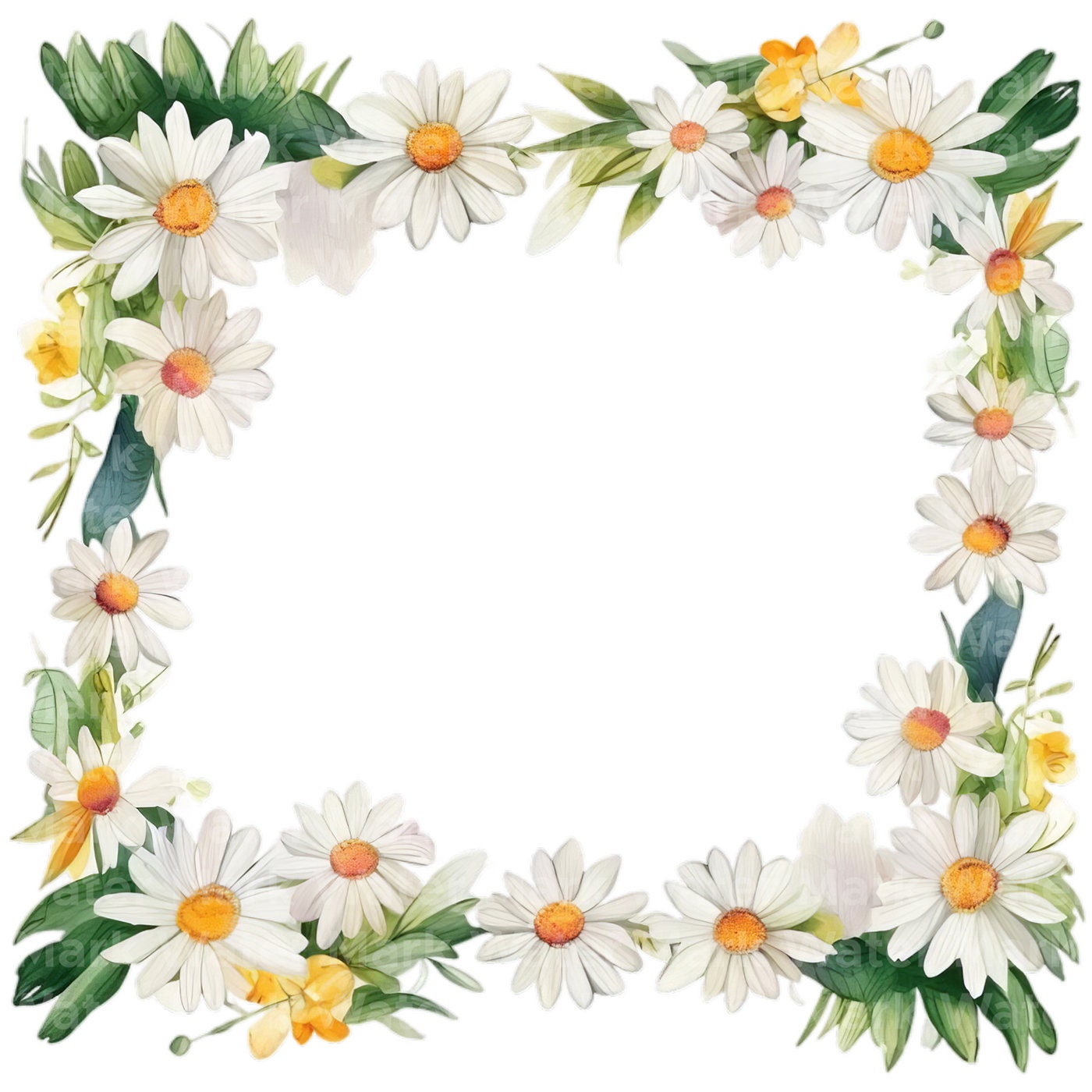 Watercolor Daisies Frame Clipart, 14 JPG, Digital Paper Crafts, Frame ...