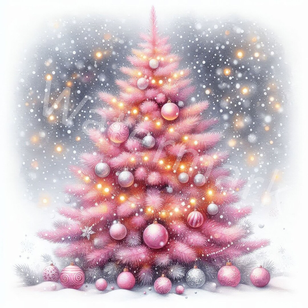 Pink Christmas Tree, 12 JPG, Digital Download, Christmas Tree Gifts ...