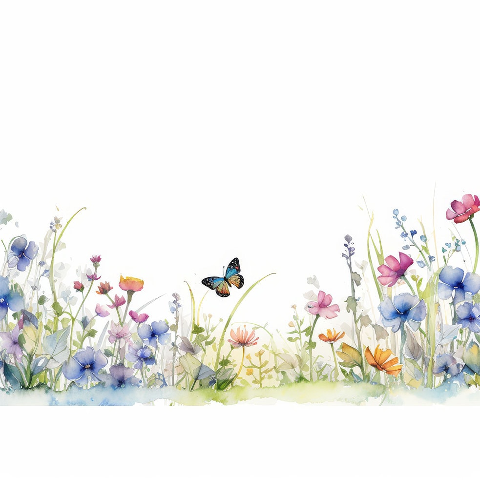 Watercolor Spring Flower Border Clipart: Floral Frame Designs (digital ...