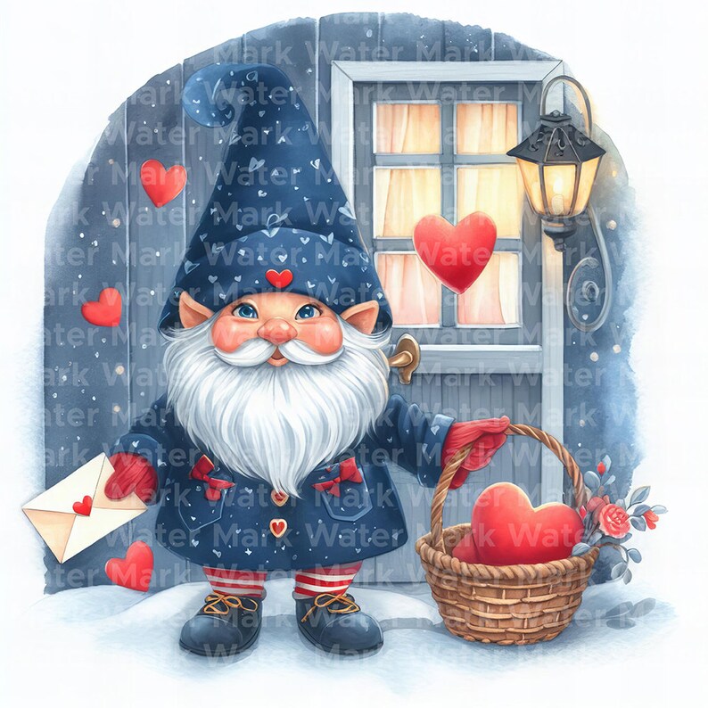 Valentine's Day Gnome Clipart, 13 JPG, Digital Download, Gnome With ...