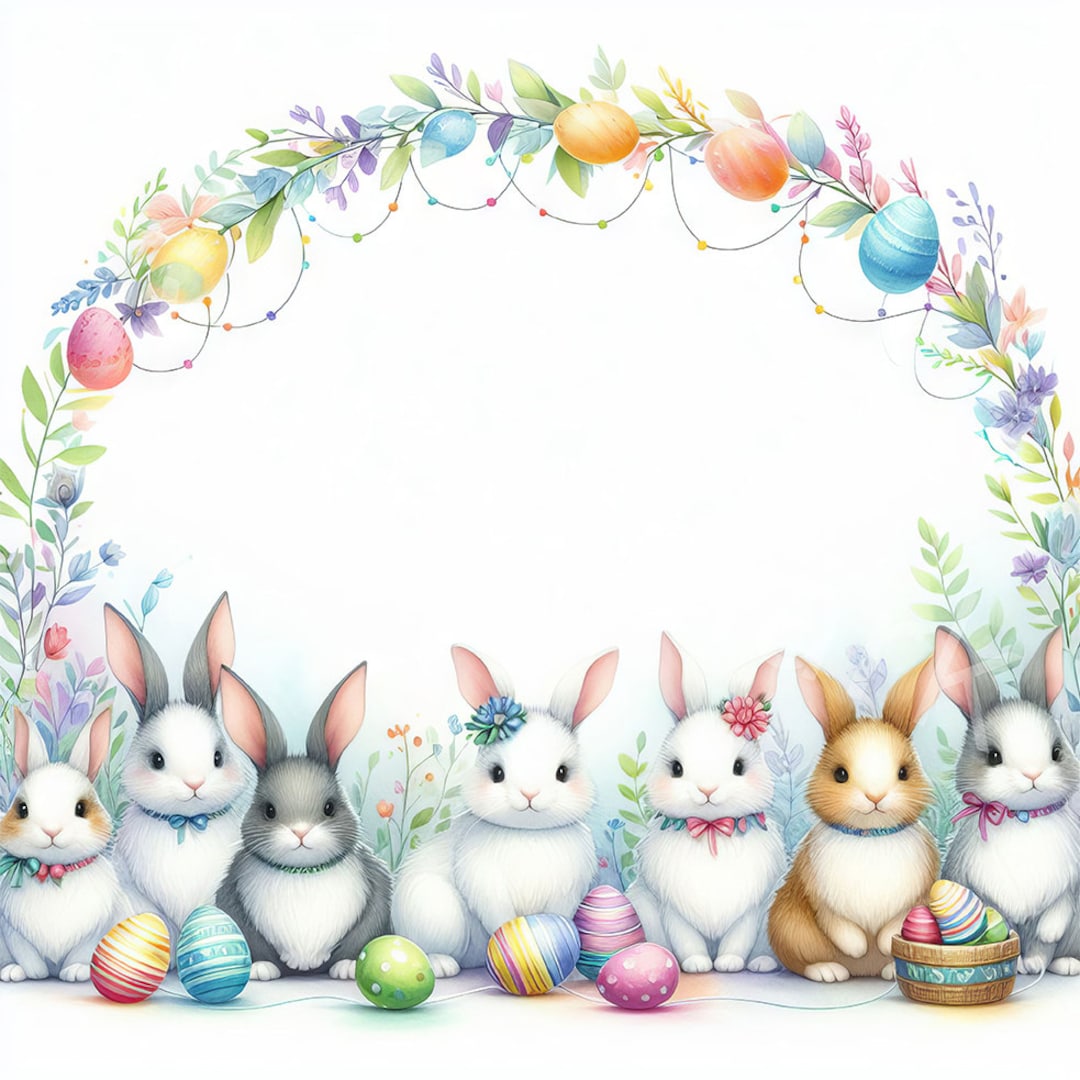 Watercolor Easter Clipart: Bunny Borders & Frames (digital Download) - Etsy