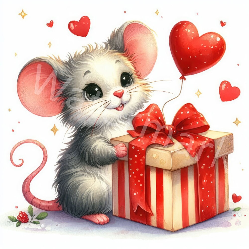 Valentine's Day Animals Clipart, 11 Jpg, Digital Download, Mause With ...