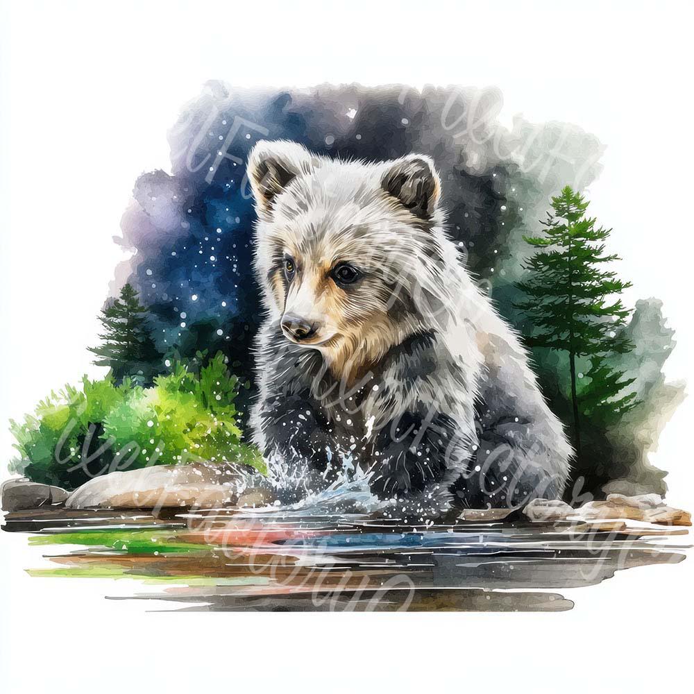 Watercolor Bear Clipart Bundle: Forest Animal Illustrations (JPG ...