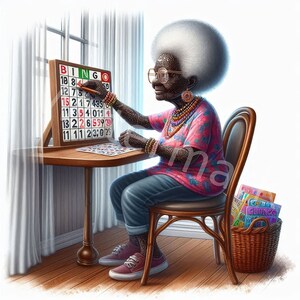 Bingo Grandma Clipart: Watercolor Old Ladies Illustration (digital ...