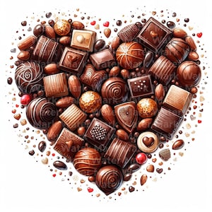 Valentine's Day Heart Clipart, 12 JPG, Digital Download, Chocolate ...