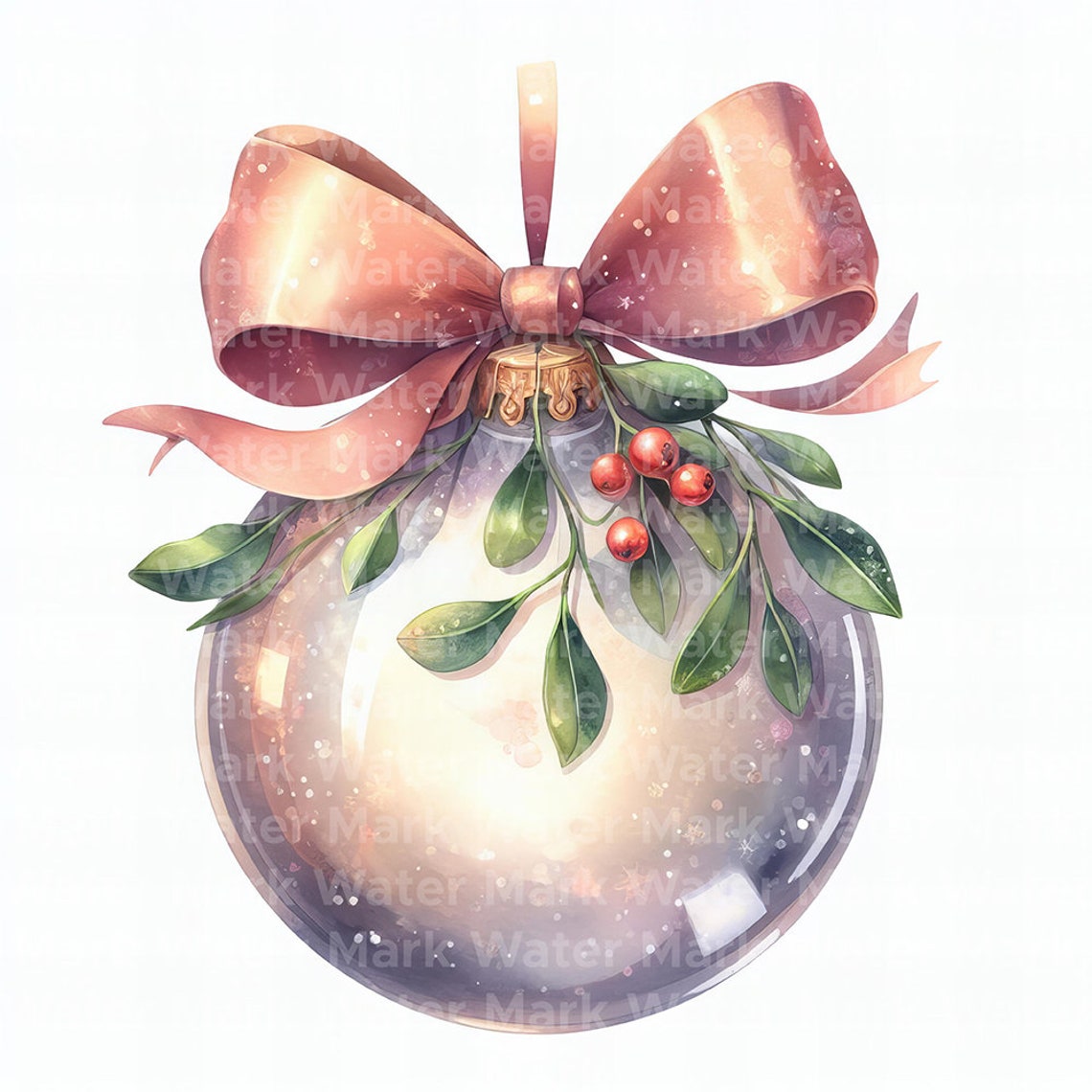 Christmas Tree Baubles Clipart, 12 JPG, Watercolor Clipart, Card Making ...