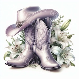Floral Cowgirl Boots Clipart: Western Art, Country Designs (digital JPG ...