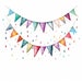 Watercolor Bunting Clipart: Birthday Party Decorations (digital ...