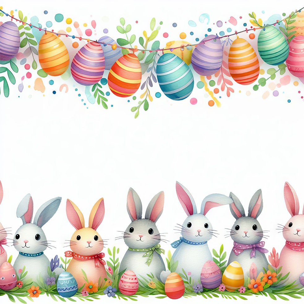 Easter Borders Watercolor Clipart, 12 JPG, Digital Download, Easter ...