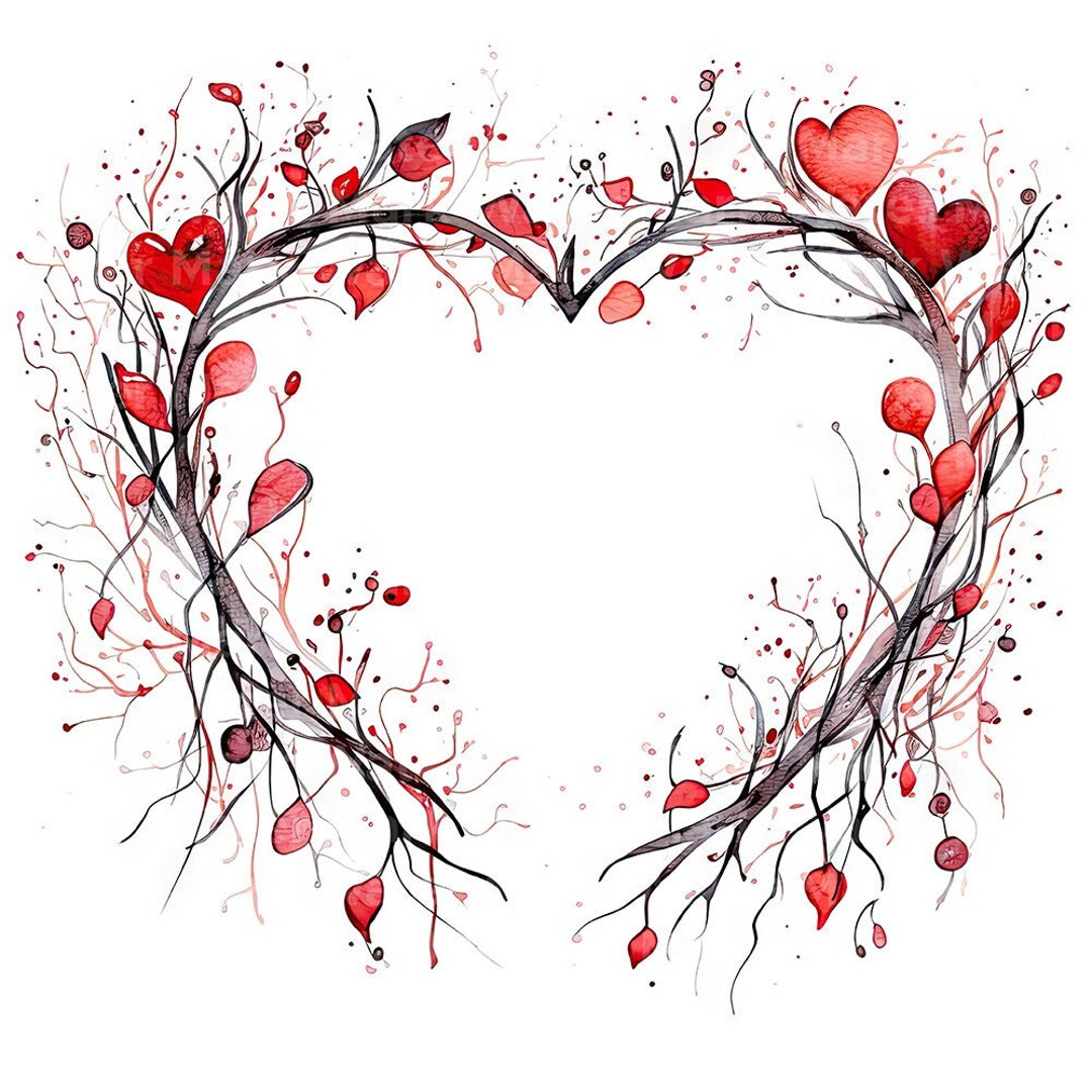 Valentines Day Frames Watercolor Clipart, 12 JPG, Digital Download ...