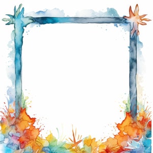 Watercolor Floral Frame Clipart: Rainbow Border (digital Download) - Etsy