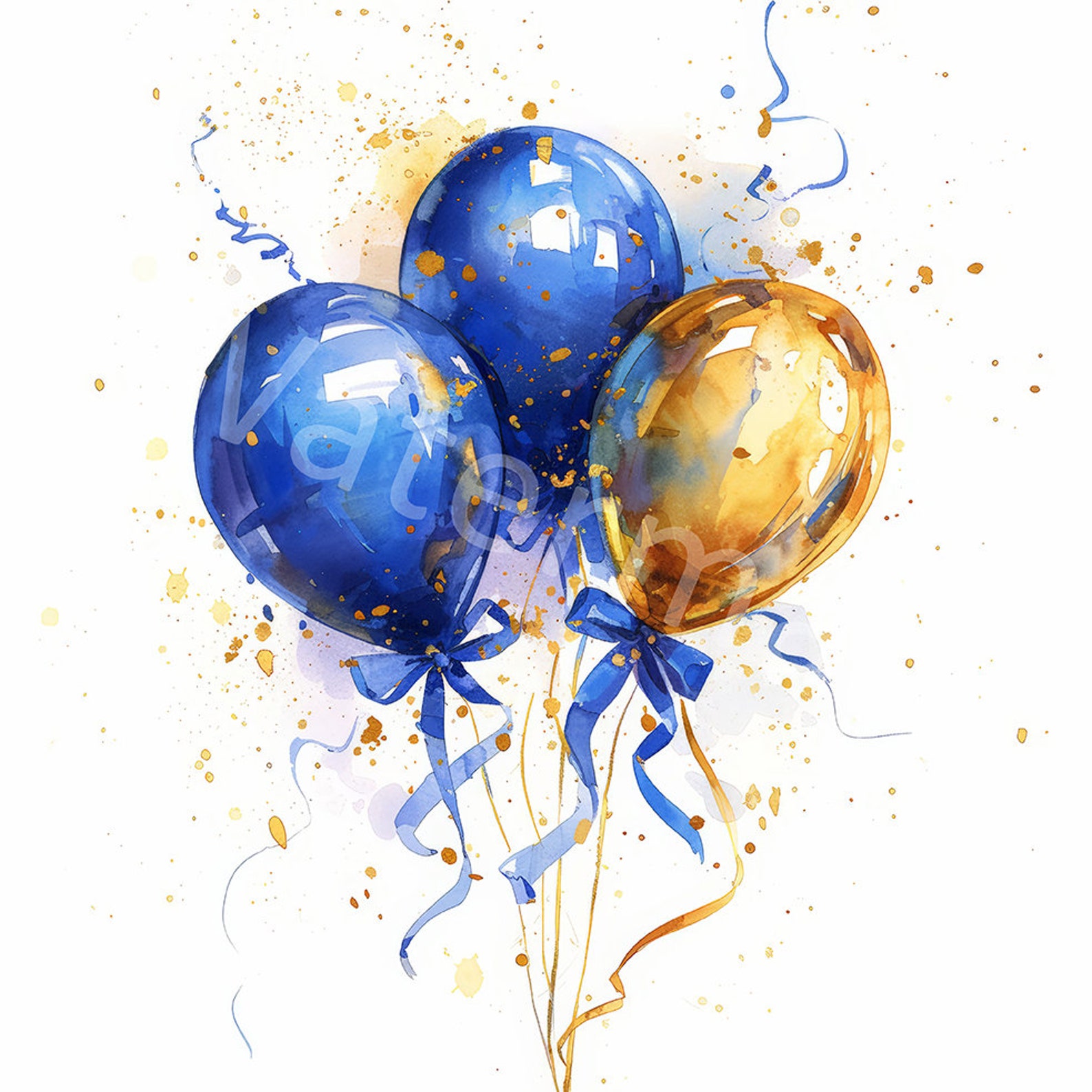 Watercolor Birthday Balloons Clipart: Kids Party Graphics (digital ...