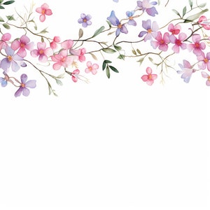 Watercolor Flower Border Clipart: Floral Frame Graphics (digital ...