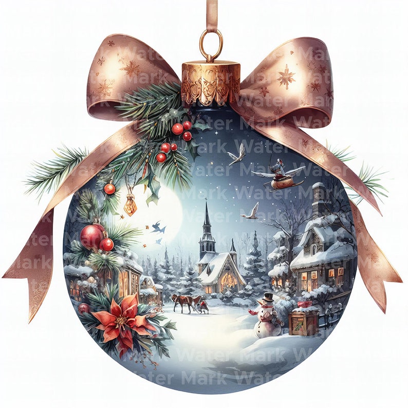 Christmas Tree Baubles Clipart, 12 JPG, Watercolor Clipart, Card Making ...