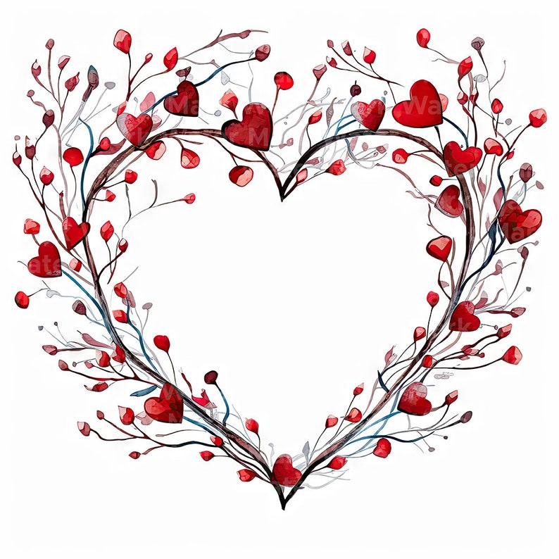 Watercolor Valentines Day Heart Frames Clipart (digital Download) - Etsy
