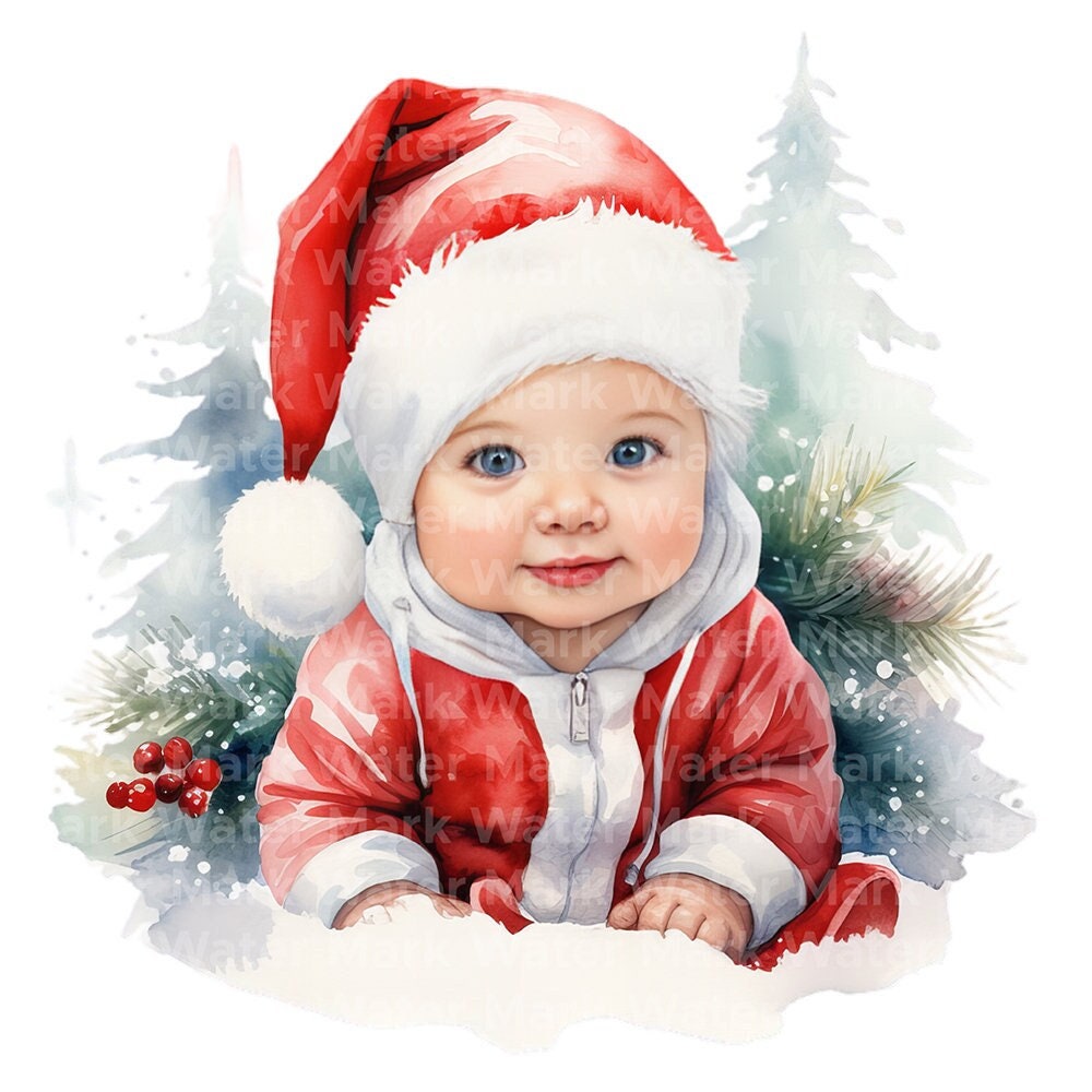Christmas Kids Clipart, 12 Jpg, Watercolor Clipart, Junk Journal ...