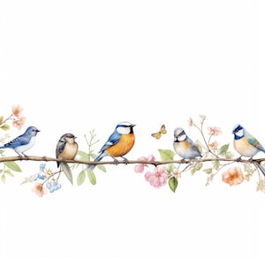 Watercolor Birds Border Clipart: Floral Frame (digital Download) - Etsy