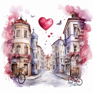Valentine's Day Street Clipart, 12 JPG, Digital Download, Valentine's ...