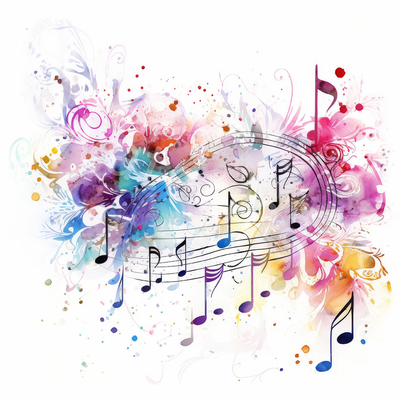 Watercolor Music Notes Clipart: Musical Graphics (digital Download) - Etsy
