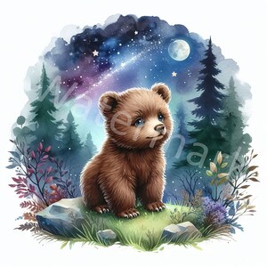 Watercolor Baby Bear Clipart: 12 JPG Images for Card Making (digital ...