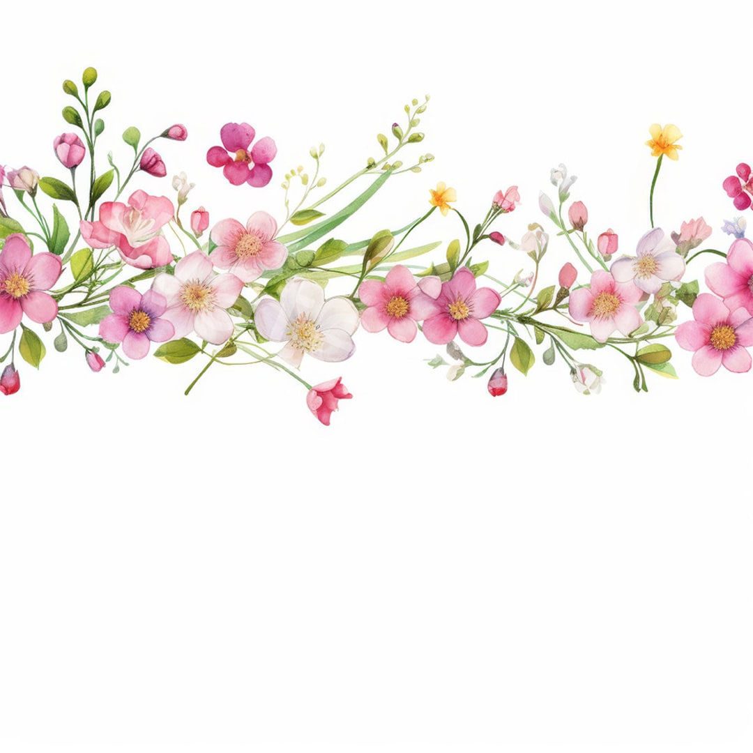 Border Spring Flowers Clipart, 12 JPG, Digital Download, Digital Paper ...