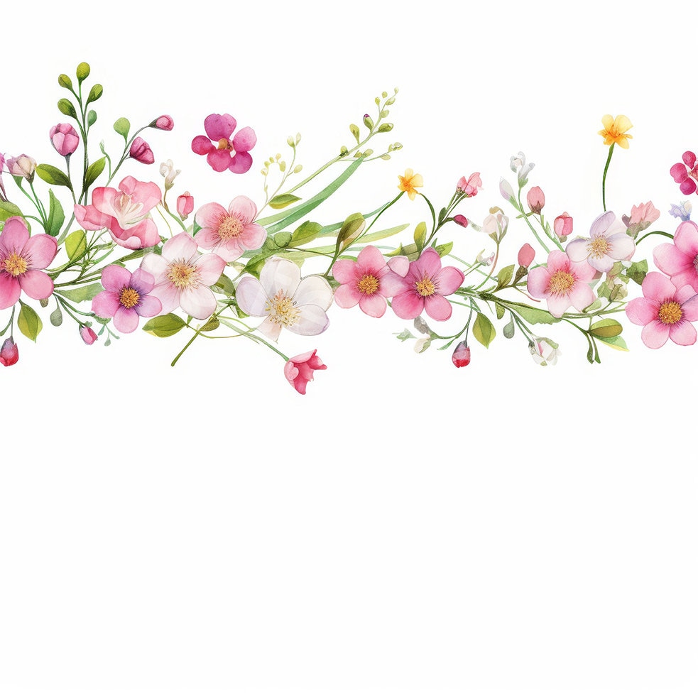 Border Spring Flowers Clipart, 12 JPG, Digital Download, Digital Paper ...