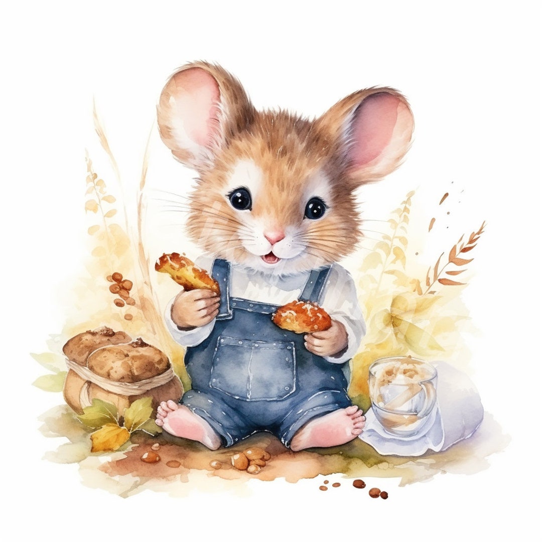 Watercolor Mouse Clipart, Cheese, Scrapbooking, Card Making (digital ...