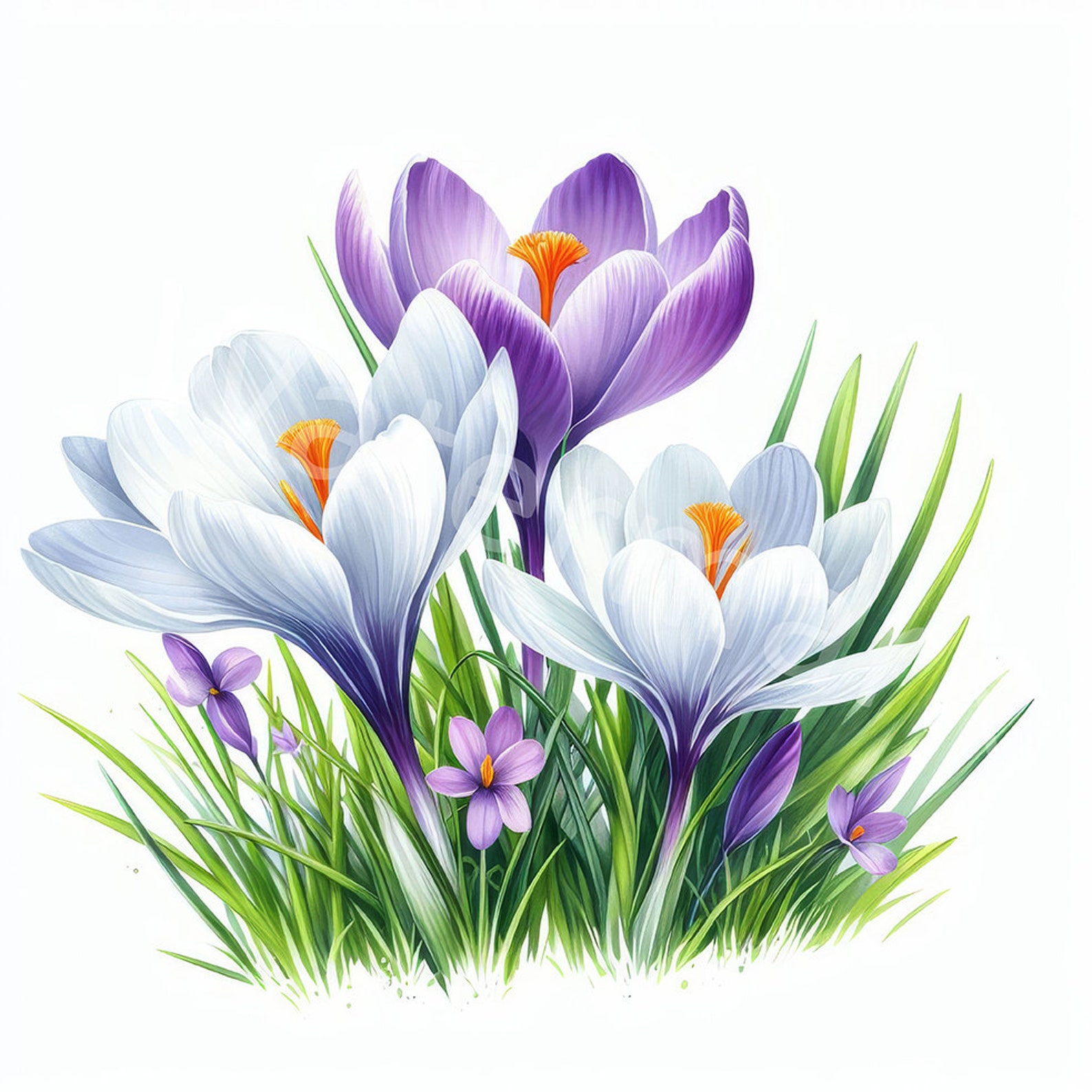 Crocus Flowers Watercolor Clipart, 11 Jpg, Digital Download, Digital ...