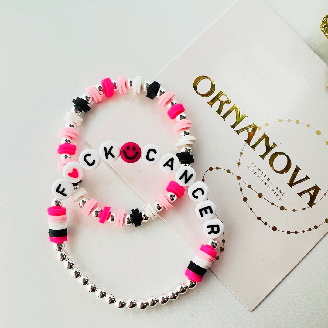 F*ck Cancer - 4mm Cheerful Expressions Bead Bracelets - Valentine's ...