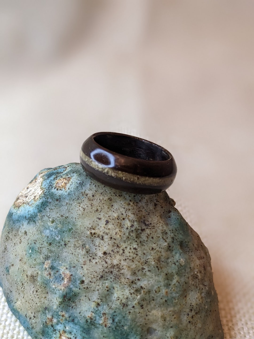 Coconut Shell Ring With Pine Inlay - Etsy