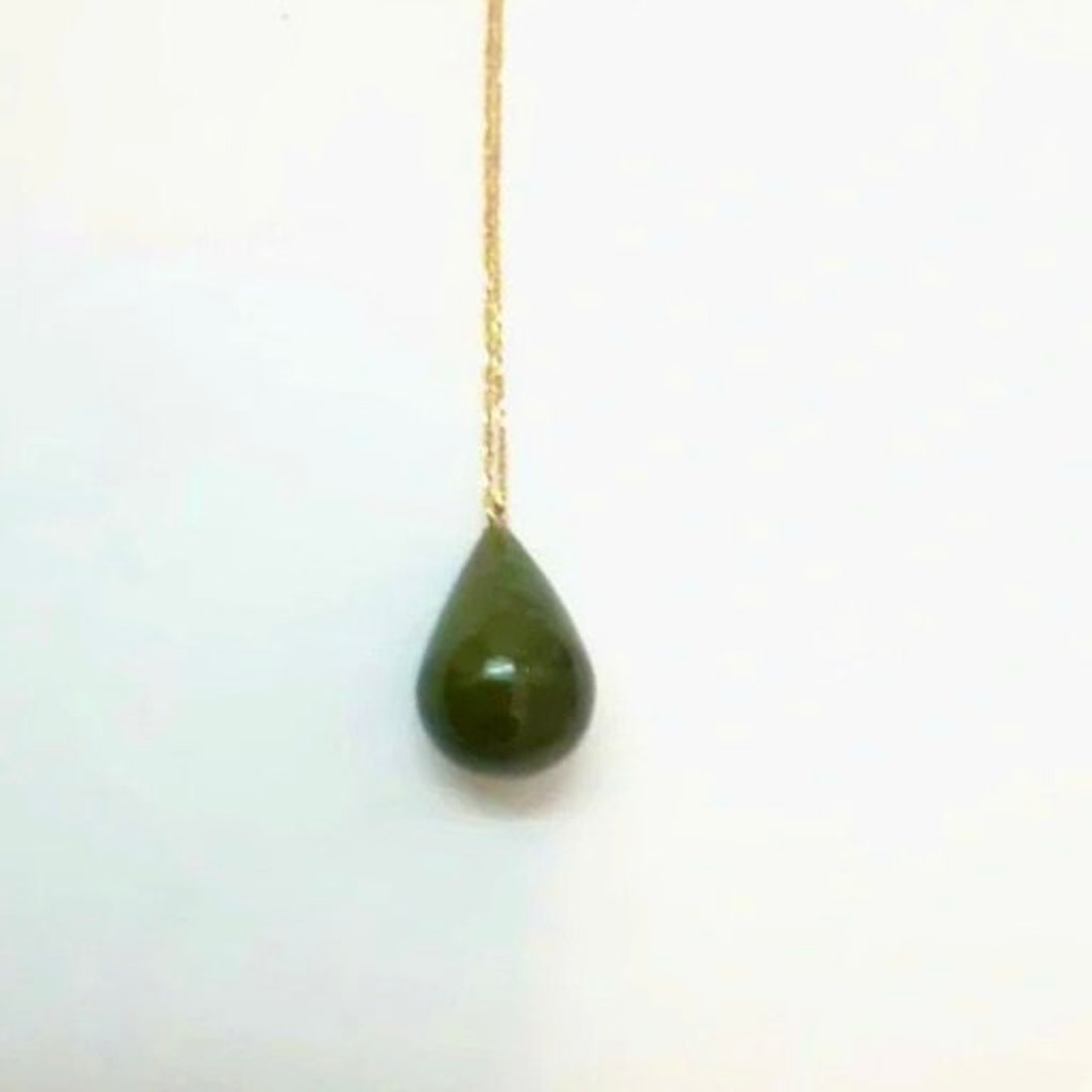 14k Yellow Gold Nephrite Jade Necklace - Etsy