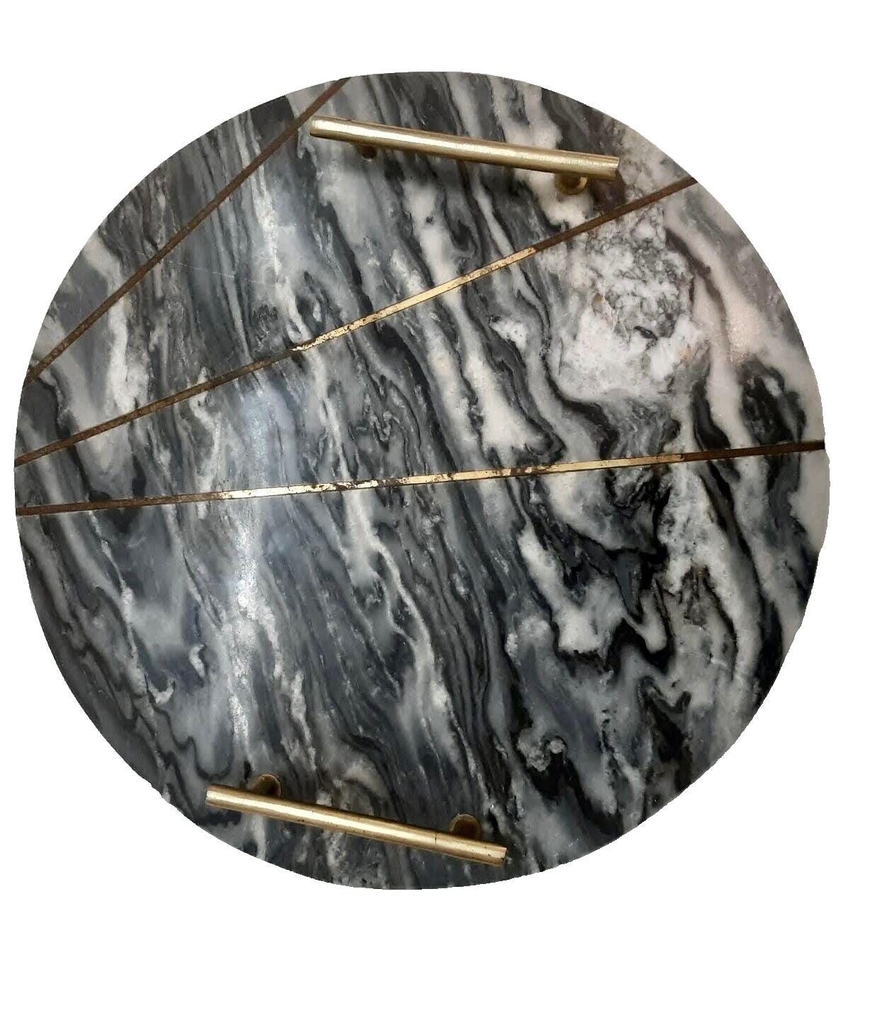 Decorative Tray Round Marble Tray With Handles - Etsy