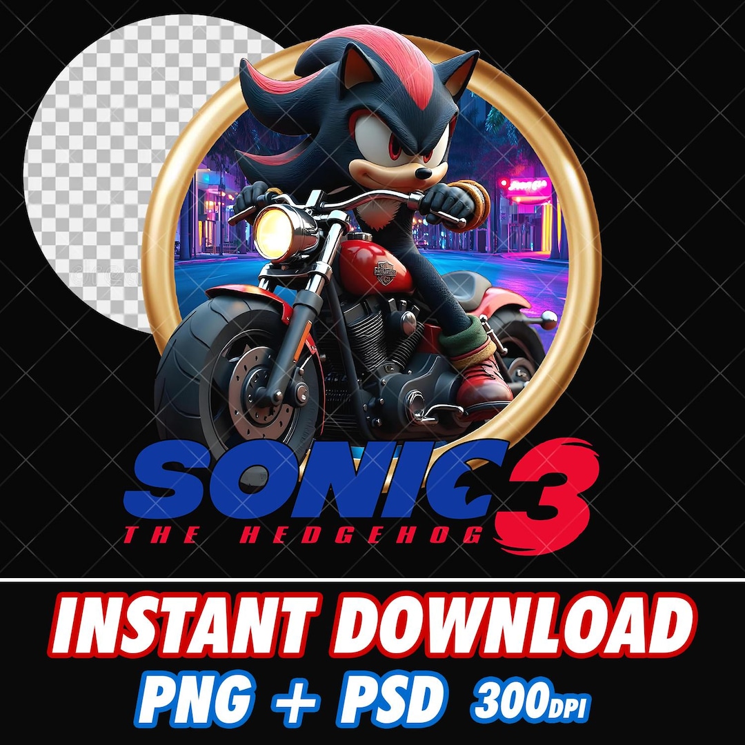 Sonic 3 - Shadow on Motorcycle - DIGITAL - Etsy